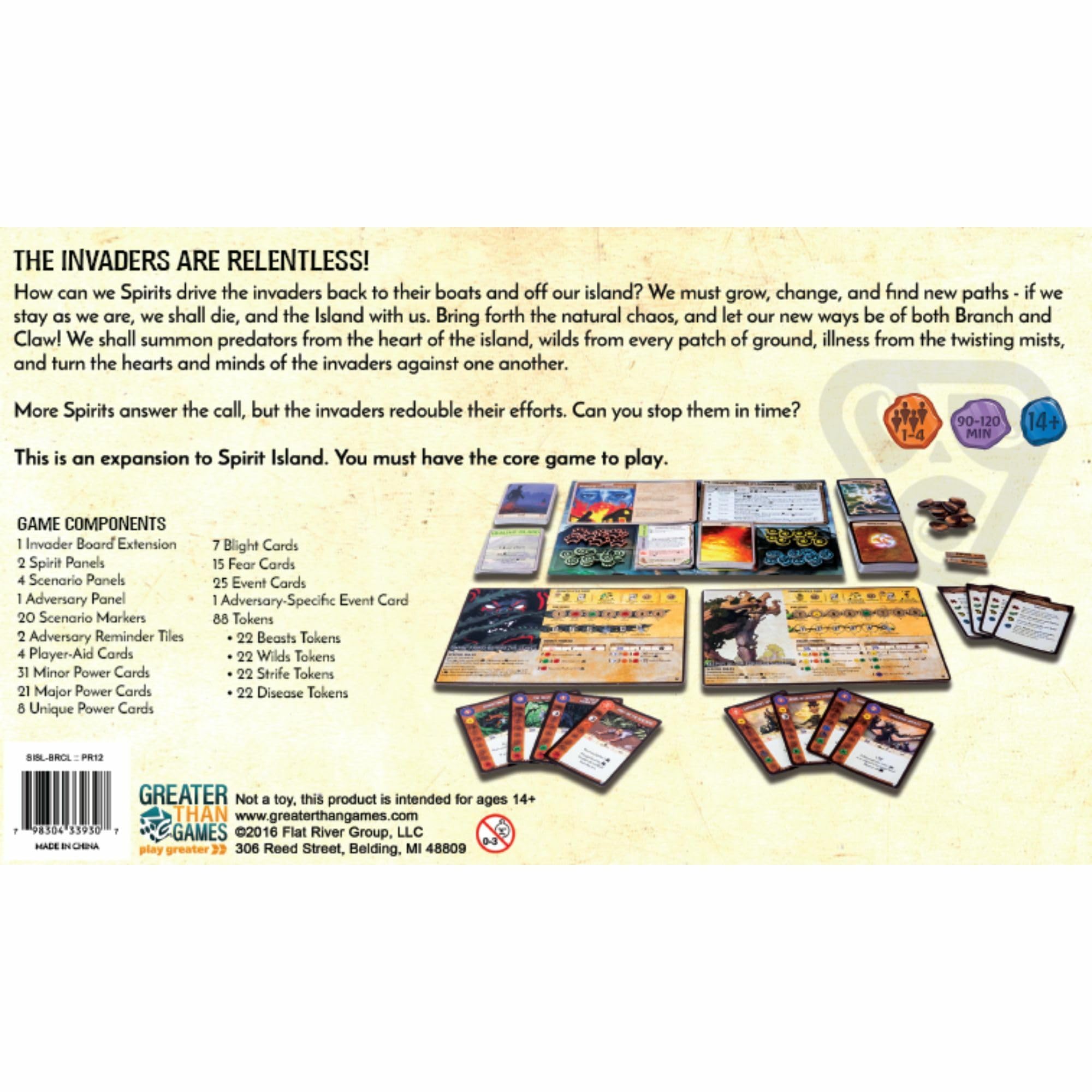 Greater Than Games | Spirit Island: Branch & Claw | Cooperative Strategy Board Game Expansion | 1 to 4 Players | 90+ Minutes | Ages 14+