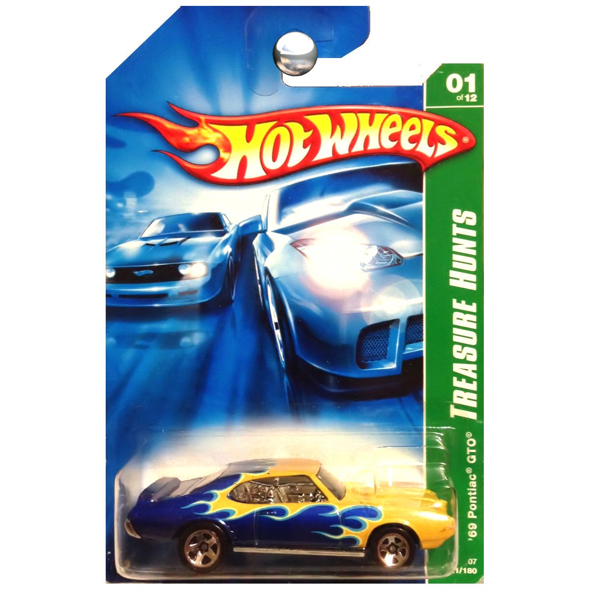 Hot Wheels 2007 Treasure Hunt 1969 Pontiac GTO Blue Green with Flames