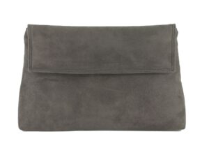 loni womens charming clutch purse shoulder cross-body bag faux suede in charcoal grey