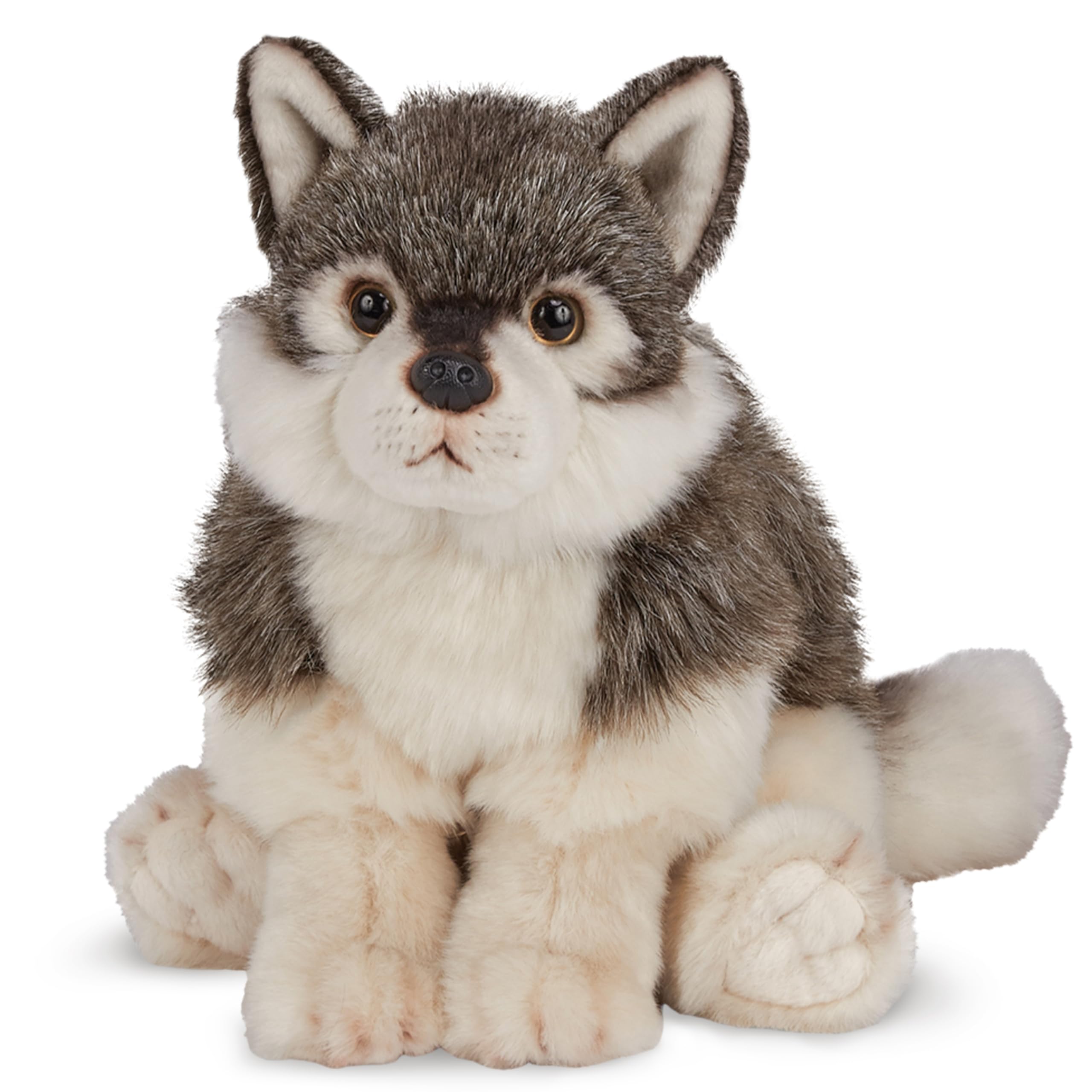 Bearington Nanook Plush Stuffed Animal Gray Wolf, 13 inches