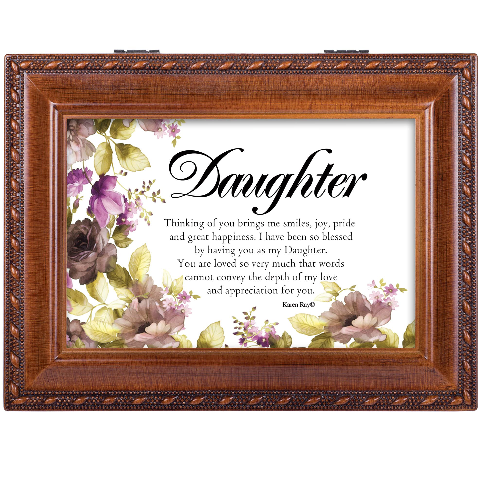 Cottage Garden Daughter Gives Happiness Love Woodgrain Keepsake Music Box Plays You Light Up My Life