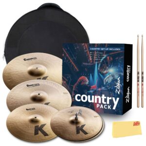 zildjian k0801c country pack cymbal set bundle with gig bag and austin bazaar polishing cloth