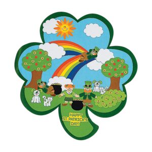 fun express shamrock st. patrick's day sticker scenes (makes 12) kids diy arts & crafts, classroom supplies