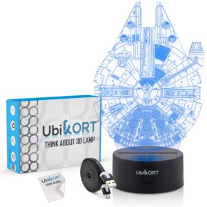 ubikort star wars lamp millennium falcon 3d lamp star wars gifts for men or kids birthday star wars decor room fans [upgrade version]