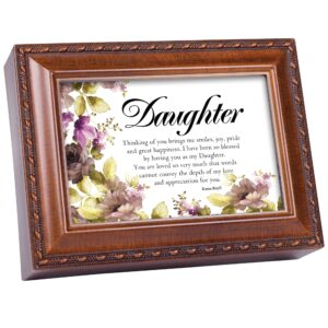 cottage garden daughter gives happiness love woodgrain keepsake music box plays you light up my life