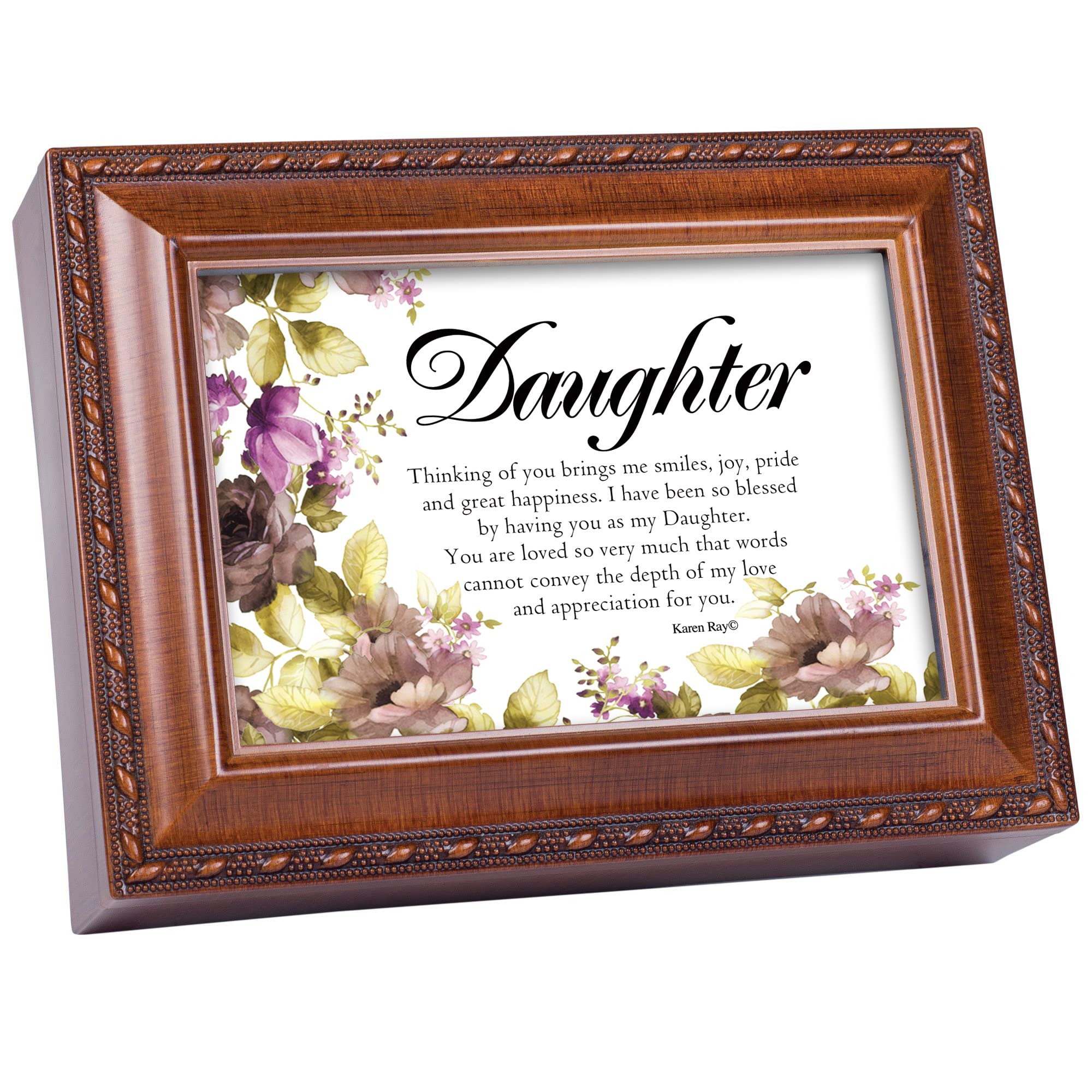 Cottage Garden Daughter Gives Happiness Love Woodgrain Keepsake Music Box Plays You Light Up My Life