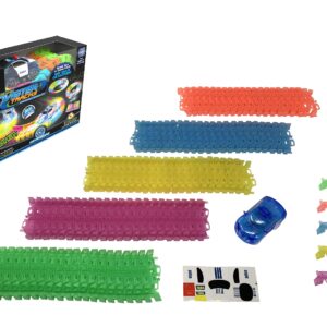 Mindscope Twister Tracks Neon Glow in The Dark 221 Piece (11 feet) of Flexible Assembly Track Emergency Series