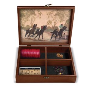 WE Games Derby Horse Race Board Game Set with Metal Game Pieces and Wooden Keepsake Storage Box, Family Game Night, Board Games for Adults and Family, Birthday Gifts, Home Decor, Living Room Decor