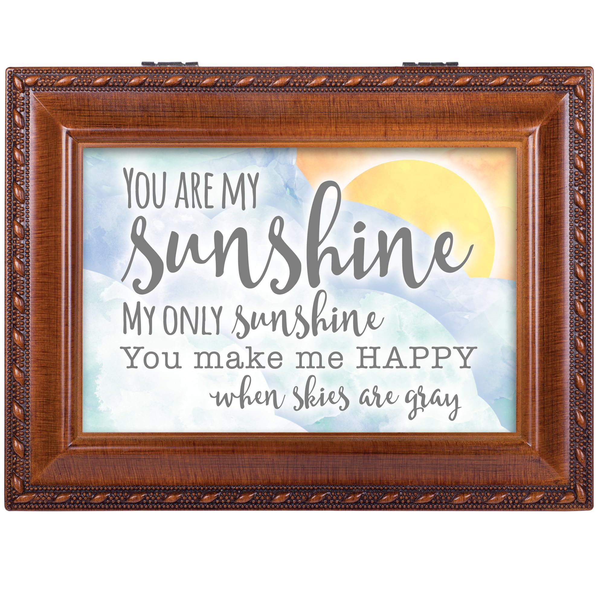 Cottage Garden You are My Only Sunshine Happy Woodgrain Keepsake Music Box Plays You are My Sunshine