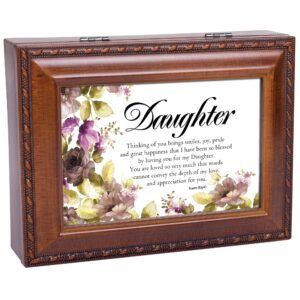 Cottage Garden Daughter Gives Happiness Love Woodgrain Keepsake Music Box Plays You Light Up My Life