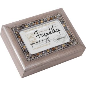 cottage garden friendship you are a gift brushed pewter jeweled music box plays what friends are for