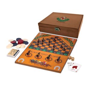 WE Games Derby Horse Race Board Game Set with Metal Game Pieces and Wooden Keepsake Storage Box, Family Game Night, Board Games for Adults and Family, Birthday Gifts, Home Decor, Living Room Decor