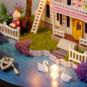 Flever Dollhouse Miniature DIY House Kit Creative Room with Furniture for Romantic Valentine's Gift (Spring Florid)