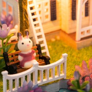 Flever Dollhouse Miniature DIY House Kit Creative Room with Furniture for Romantic Valentine's Gift (Spring Florid)