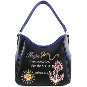 justin west hope is an anchor for the soul hebrew 6:19 shoulder handbag back conceal carry (black handbag)