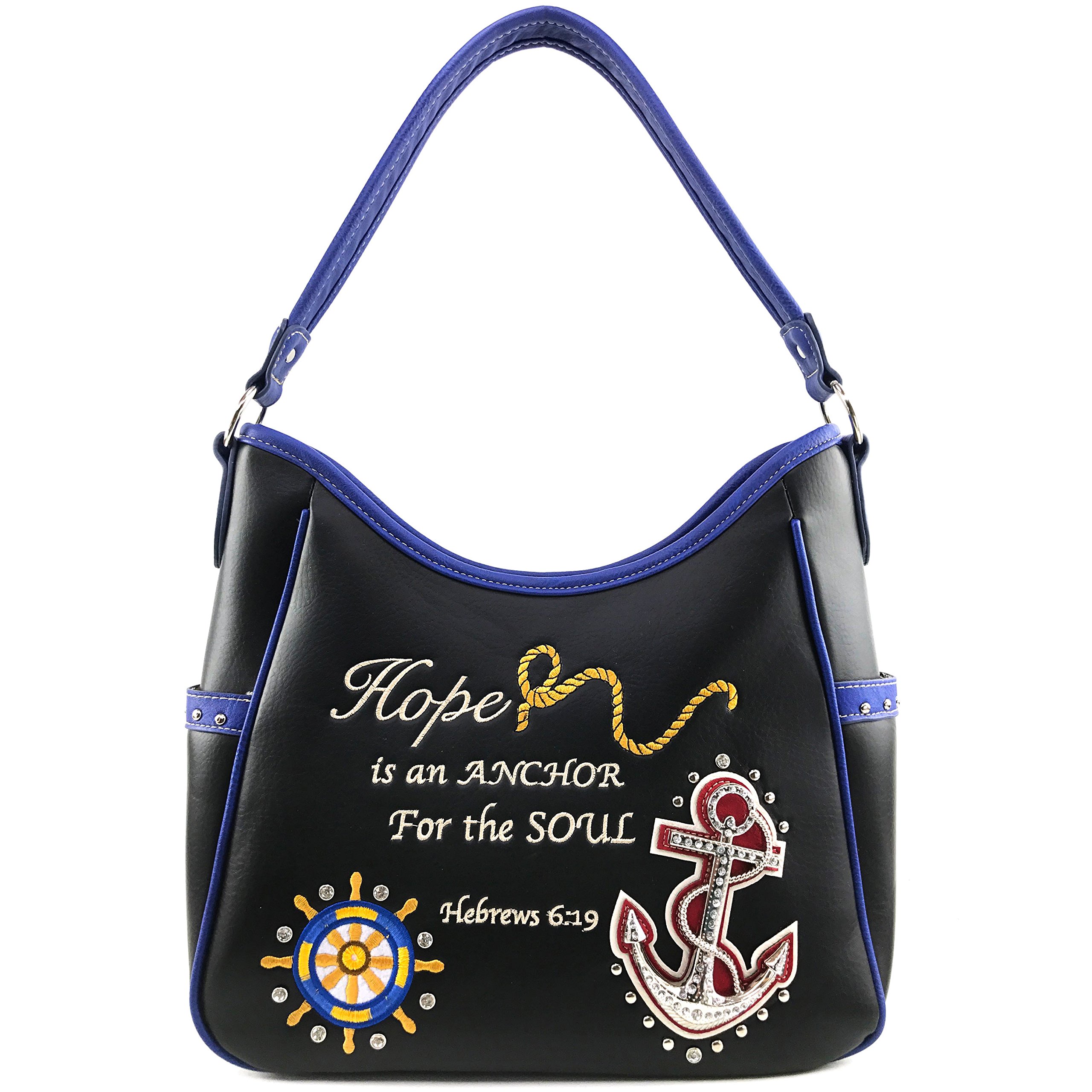 Justin West Hope is an Anchor for the Soul Hebrew 6:19 Shoulder Handbag Back Conceal Carry (Black Handbag)