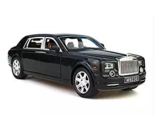 greshare model car, 1:24 rolls-royce phantom diecast sound & light & pull back model toy car black new in box