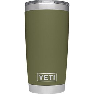 yeti rambler 20 oz tumbler, stainless steel, vacuum insulated with standardr lid, olive