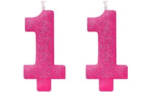 amscan giant pink glitter 1 candle - first birthday cake topper (2-pack)