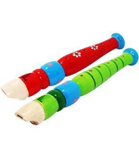 2 pcs small wooden recorders for toddlers, colorful piccolo flute for kids,learning rhythm musical instrument,sealive baby early education music sound toys for autism or preschool child (random color)