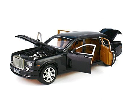 Greshare Model car, 1:24 Rolls-Royce Phantom Diecast Sound & Light & Pull Back Model Toy Car Black New in Box