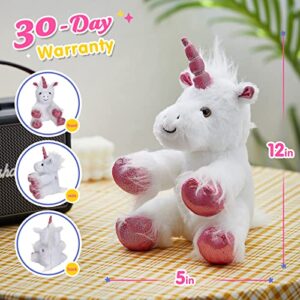 WEWILL 12'' Light up Unicorn Stuffed Animal LED Unicorn Soft Plush Toys Glow in Dark Bedtime Companion with Night Lights Birthday for Toddler Kids