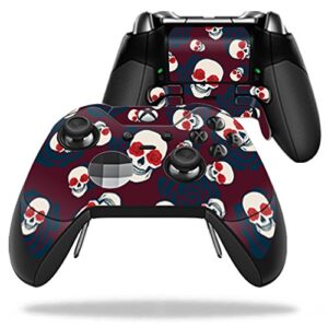 mightyskins skin compatible with microsoft xbox one elite controller - skulls n roses | protective, durable, and unique vinyl wrap cover | easy to apply, remove, and change styles | made in the usa