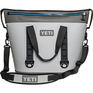 yeti hopper two 40 portable cooler, fog gray/tahoe blue