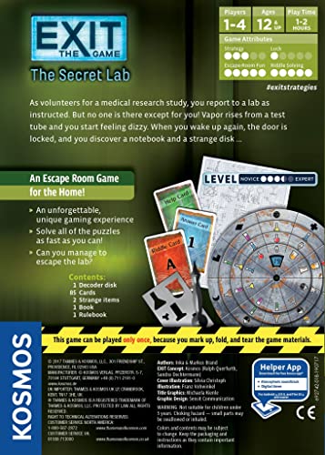 Exit: The Secret Lab | Exit: The Game - A Kosmos Game | Kennerspiel Des Jahres Winner | Family-Friendly, Card-Based at-Home Escape Room Experience for 1 to 4 Players, Ages 12+