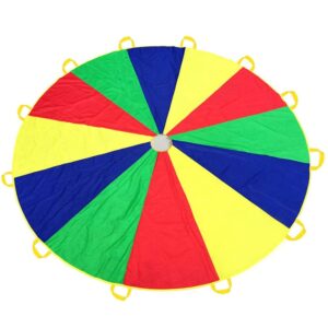 everfunny play parachute, 12 foot for kids with 12 handles play parachute for 8 12 kids tent cooperative games birthday gift