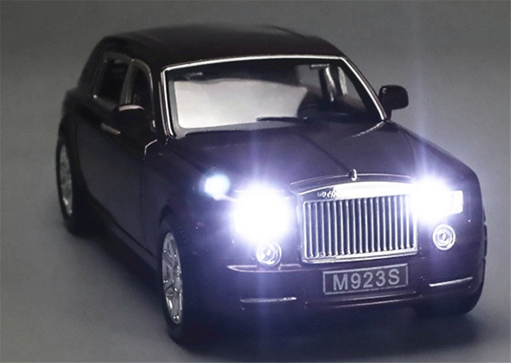 Greshare Model car, 1:24 Rolls-Royce Phantom Diecast Sound & Light & Pull Back Model Toy Car Black New in Box