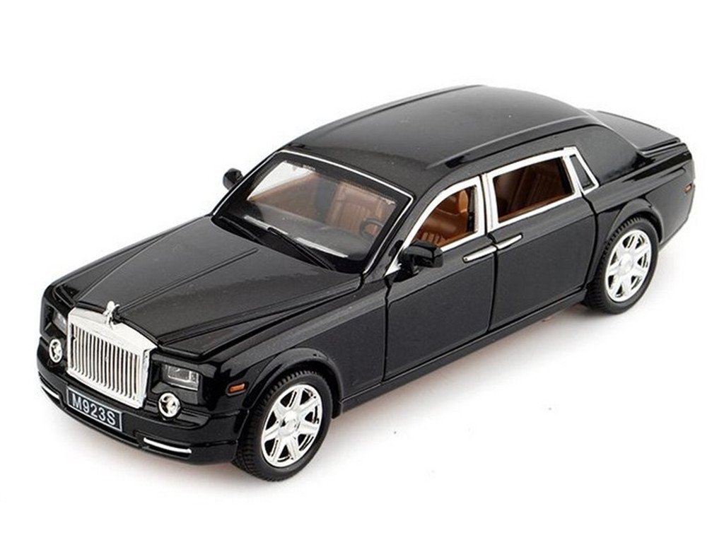 Greshare Model car, 1:24 Rolls-Royce Phantom Diecast Sound & Light & Pull Back Model Toy Car Black New in Box