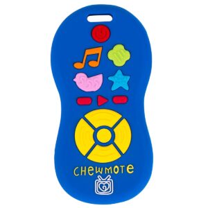 silli chews remote teether for baby remote control teething toys for babies infants and toddlers | kids chewable pretend play baby teether blue silicone silly chew toy (chewmote)