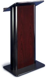 displays2go church podium with rectangular base, aluminum, powder coated mdf – black, jewel mahogany (lcbjm)