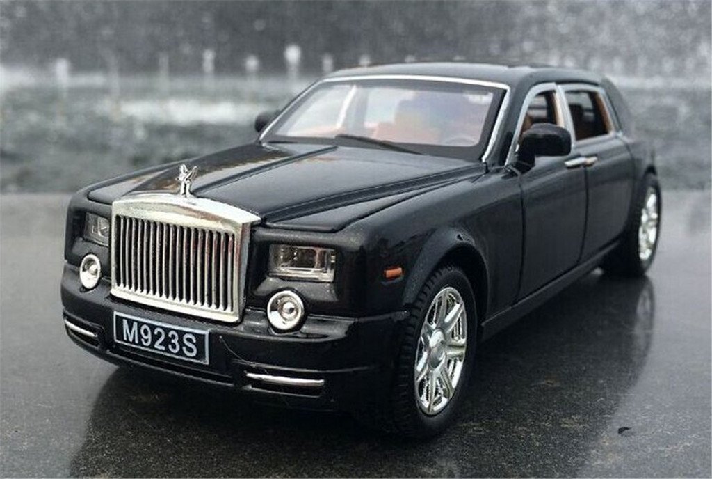 Greshare Model car, 1:24 Rolls-Royce Phantom Diecast Sound & Light & Pull Back Model Toy Car Black New in Box