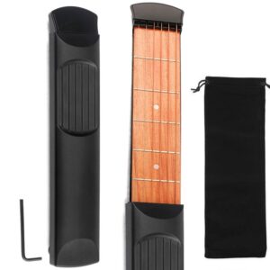 luvay pocket guitar, finger exercise, scales & chords practice tool (6 fret black)