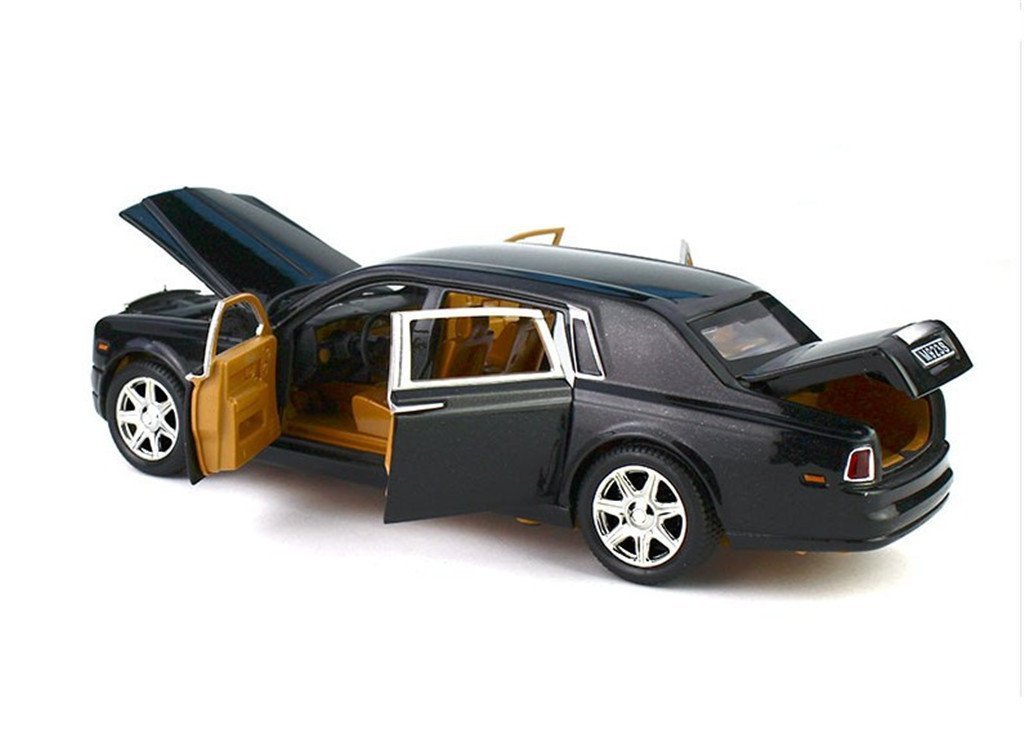 Greshare Model car, 1:24 Rolls-Royce Phantom Diecast Sound & Light & Pull Back Model Toy Car Black New in Box