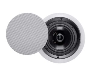 monoprice 2-way polypropylene ceiling speakers - 6.5 inch, pair, with paintable grille - aria series