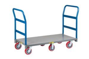 little giant nb6w3060-6py-2h 6-wheel platform truck, 3600 lb. capacity, 6" polyurethane, 2 handles, 30" width x 60" length, gray