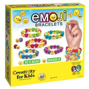 creativity for kids emoji bracelets, makes 5 bead bracelets - arts and crafts jewelry making for kids