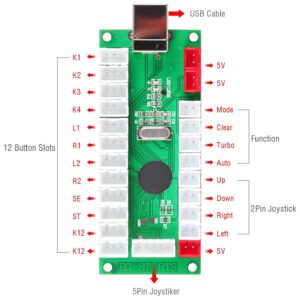 EG STARTS 2 Player Arcade Contest DIY Kits USB Encoder To PC Joystick + 8 Ways Sticker + Chrome Plating LED Illuminated Push Button 1 & 2 Player Coin Buttons For Arcade Mame Raspberry Pi Games