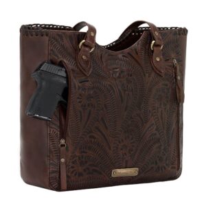 American West Ladies' Leather Concealed Carry Tote, Brindle Hair On, Annie's Secret