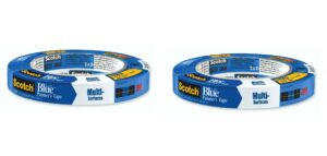 3m scotch-blue 2090 safe-release crepe paper multi-surfaces painters masking tape, 27 lbs/in tensile strength, 60 yds length x 3/4" width, blue (pack of 2)