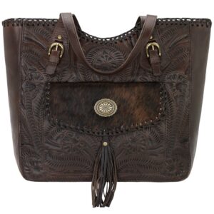 american west ladies' leather concealed carry tote, brindle hair on, annie's secret