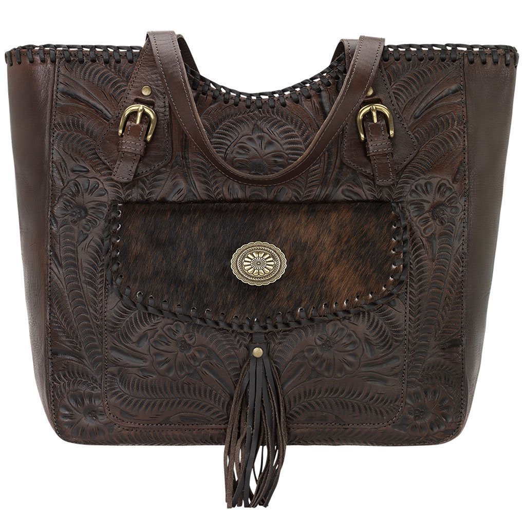 American West Ladies' Leather Concealed Carry Tote, Brindle Hair On, Annie's Secret