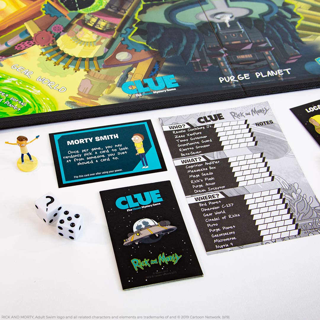 USAopoly CLUE: Rick and Morty | Featuring Characters from The Adult Swim TV Show Rick & Morty | Collectible Clue Board Game | Perfect for Rick & Morty Fans