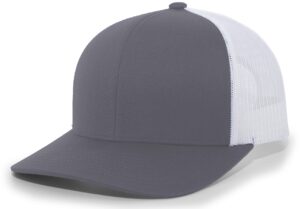 pacific headwear standard trucker snapback cap, graphite/white/graphite