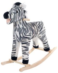 happy trails zebra plush rocking animal ride on, black and white, m370034