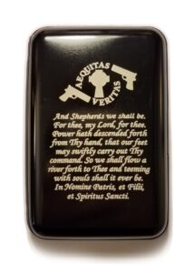 family prayer aequitas veritas saints gun celtic cross black aluminum hard credit card wallet