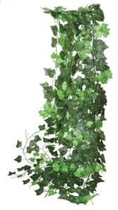 aliersa 12 strands-94ft artificial shrubs vines creeper green ivy silk leaves wreath for wedding home outdoor garden office wall cover decoration